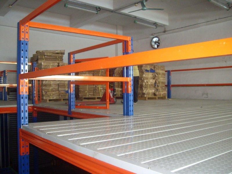 Riffled Plate Floor Board Mezzanine Racking system , Multi - tier steel ...