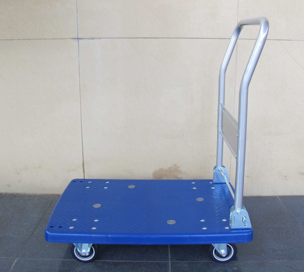 300kg Movable plastic platform trolley with blue plastic board , Blue ...